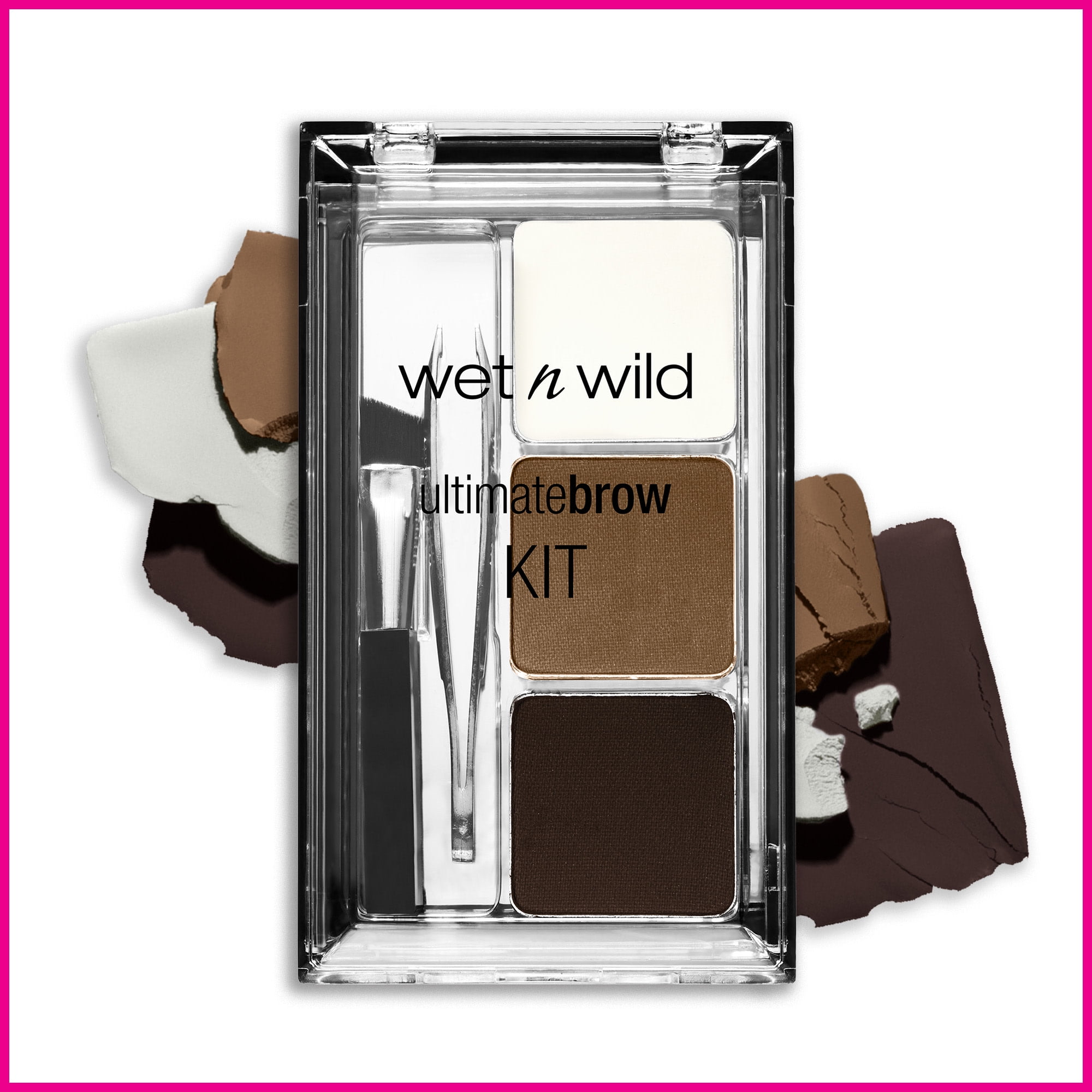wet n wild Ultimate Brow Kit Dark Brown, 5-Piece Set with Tweezers ...