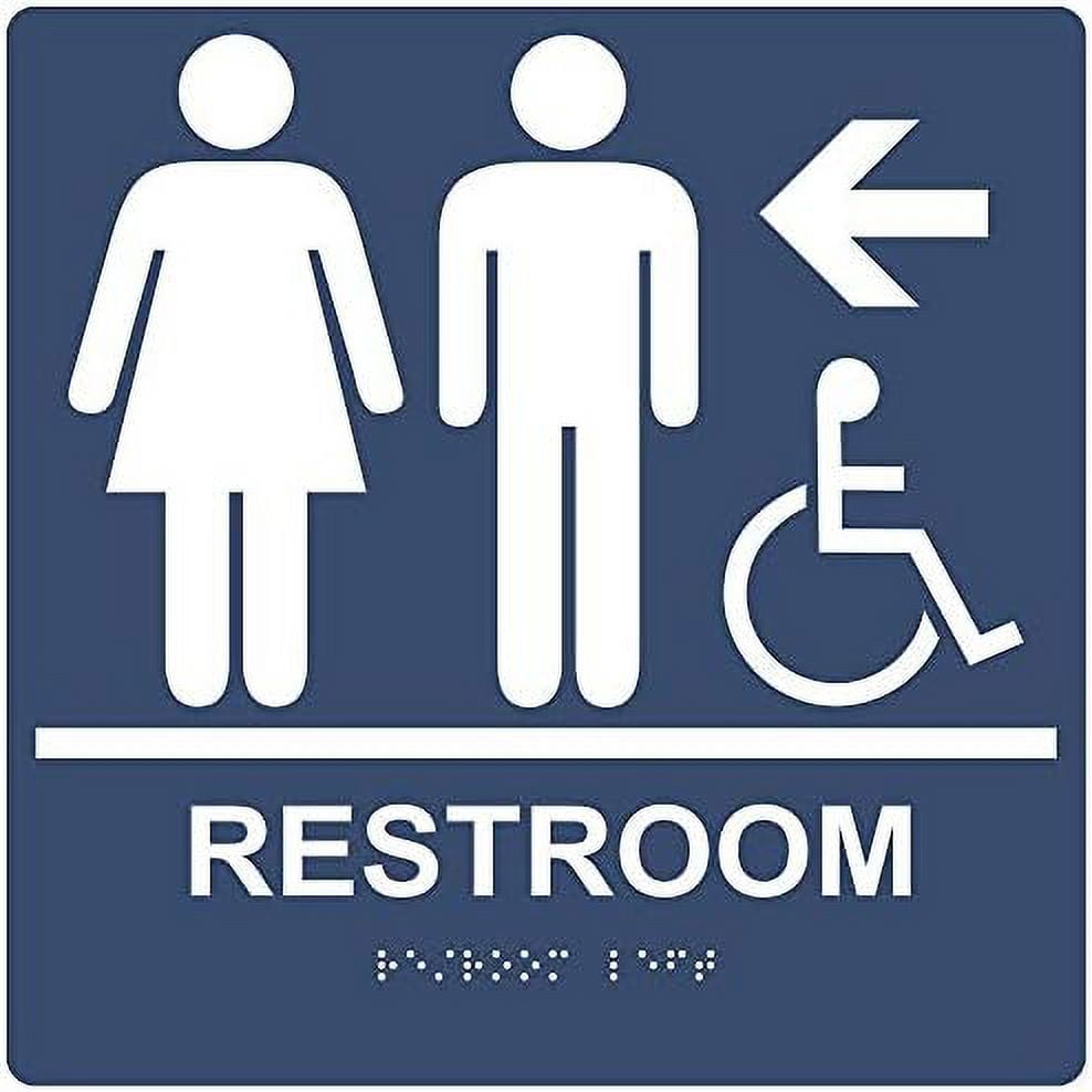 wheelchair accessible restroom left sign, ada-compliant braille and ...