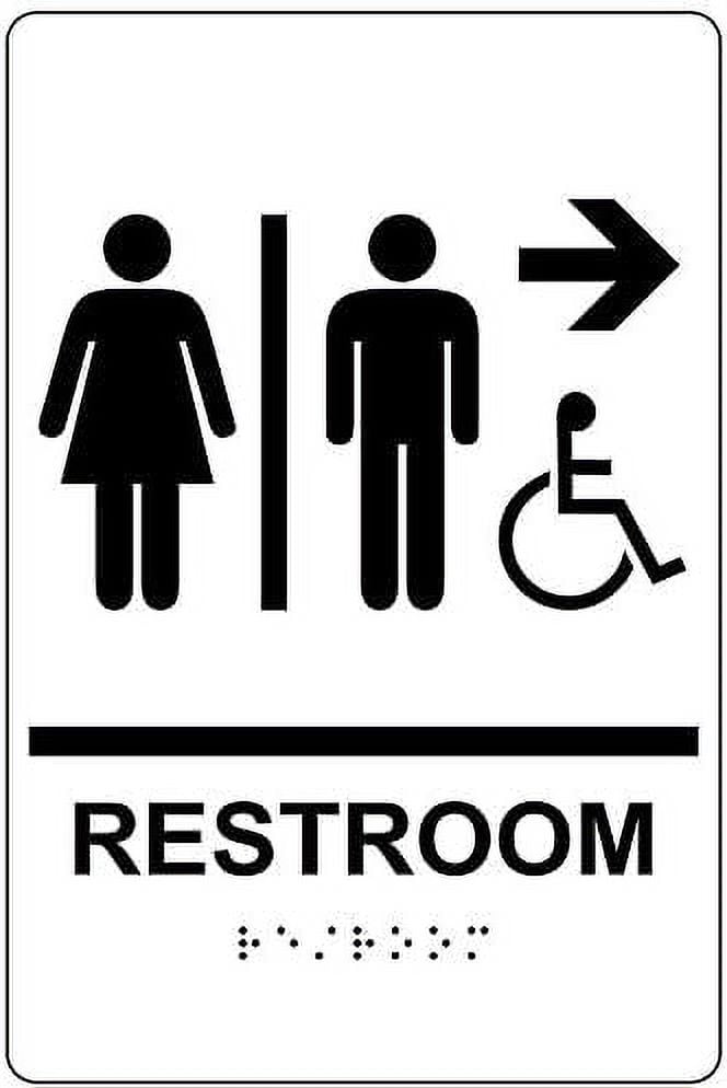 wheelchair accessible restroom right sign, ada-compliant braille and ...