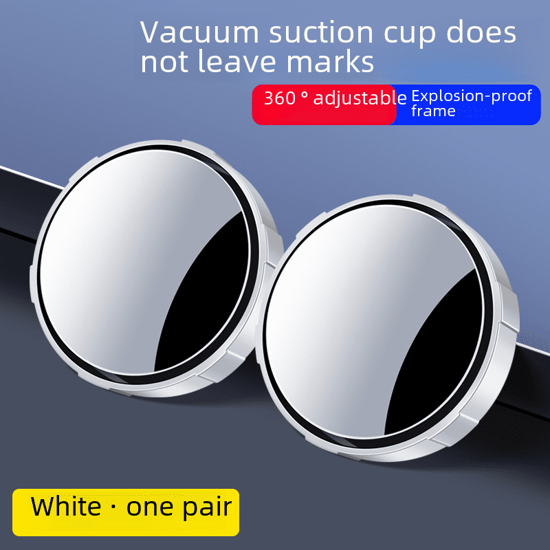 white-2PCS Car Rearview Mirror Blind Spot Mirror Circular Frame Convex ...