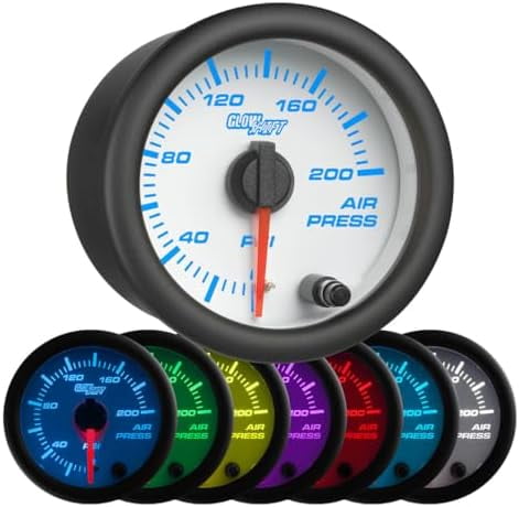 white 7 color 200 psi mechanical air pressure gauge - for air ride ...