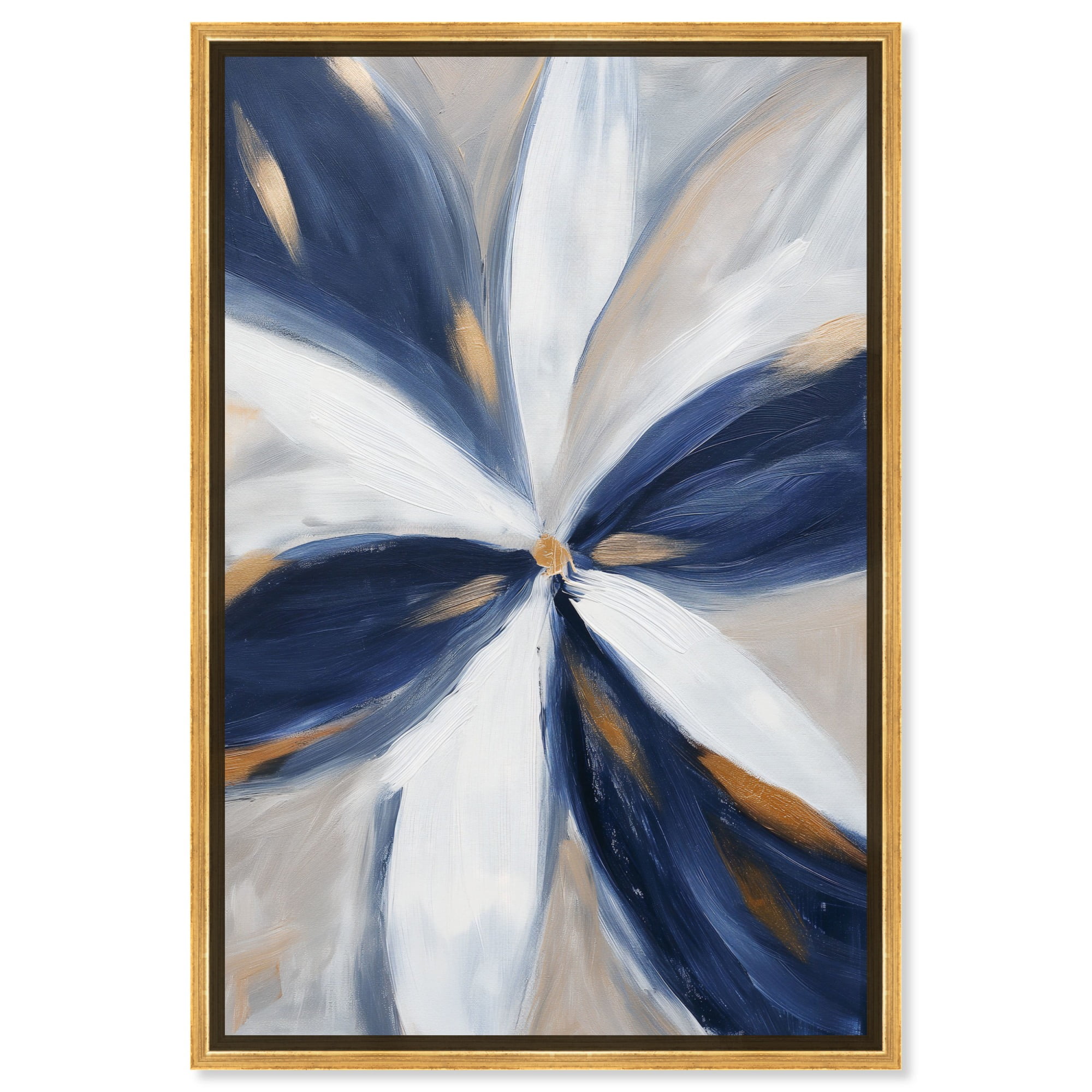 white And Blue Blossom II Canvas Indigo Abstract Art by Art Remedy ...