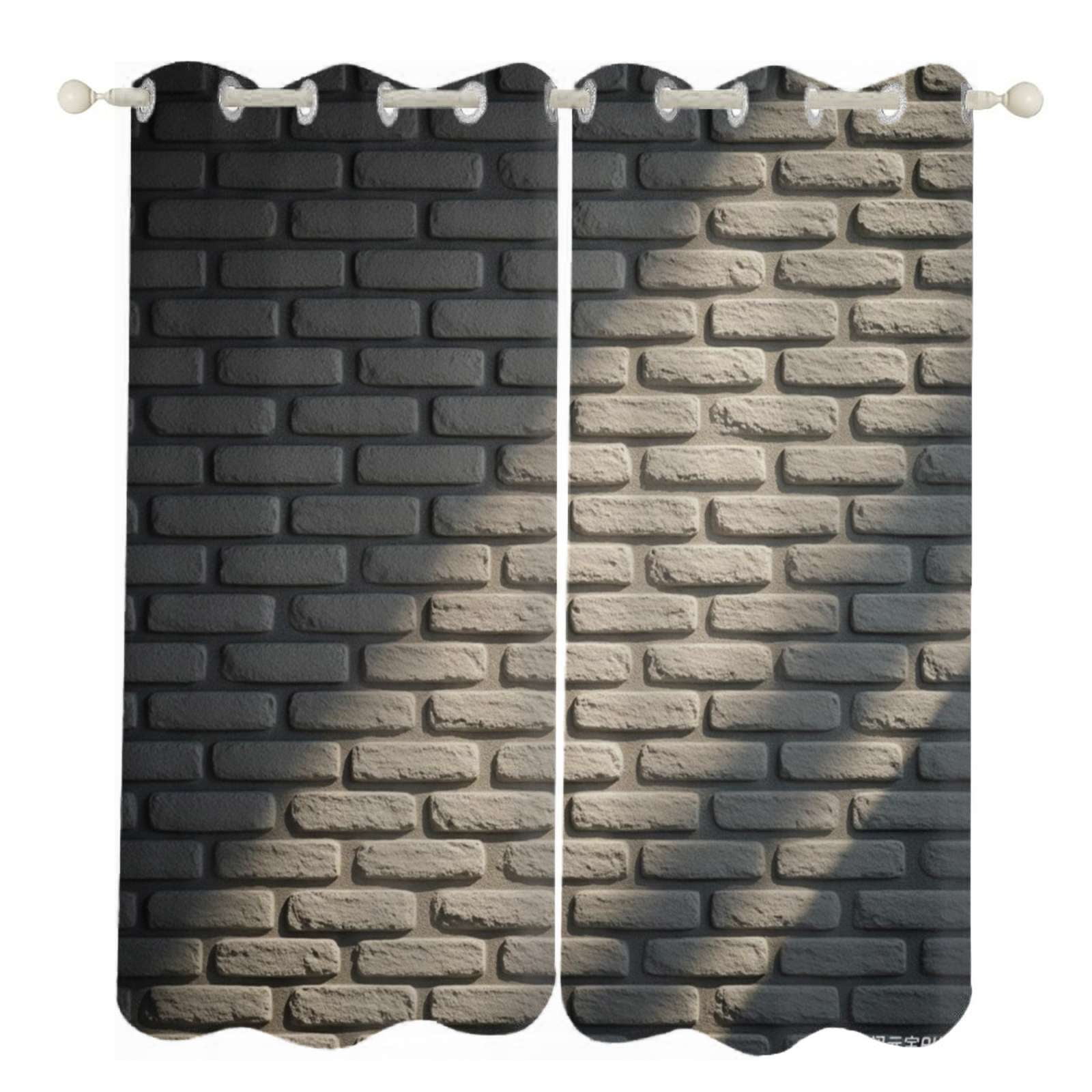 white Brick Stone wall Sunshade Curtains Home Bedroom Living Room ...