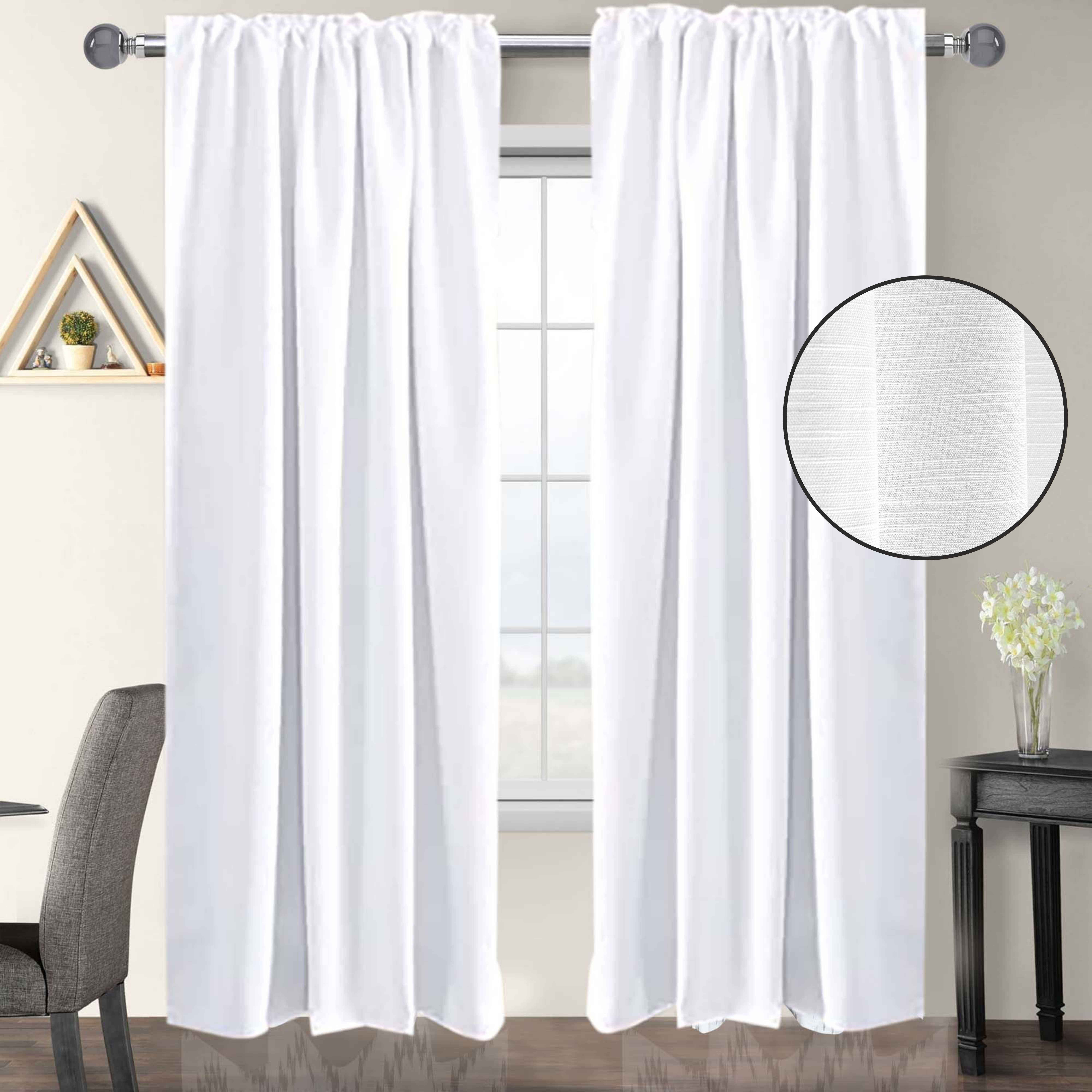white Cotton curtain self design 50X108 set of 2 - Walmart.com