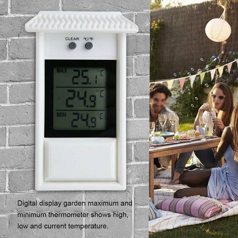 white Digital Max Min Greenhouse Thermometer Indoor & Outdoor Garden ...