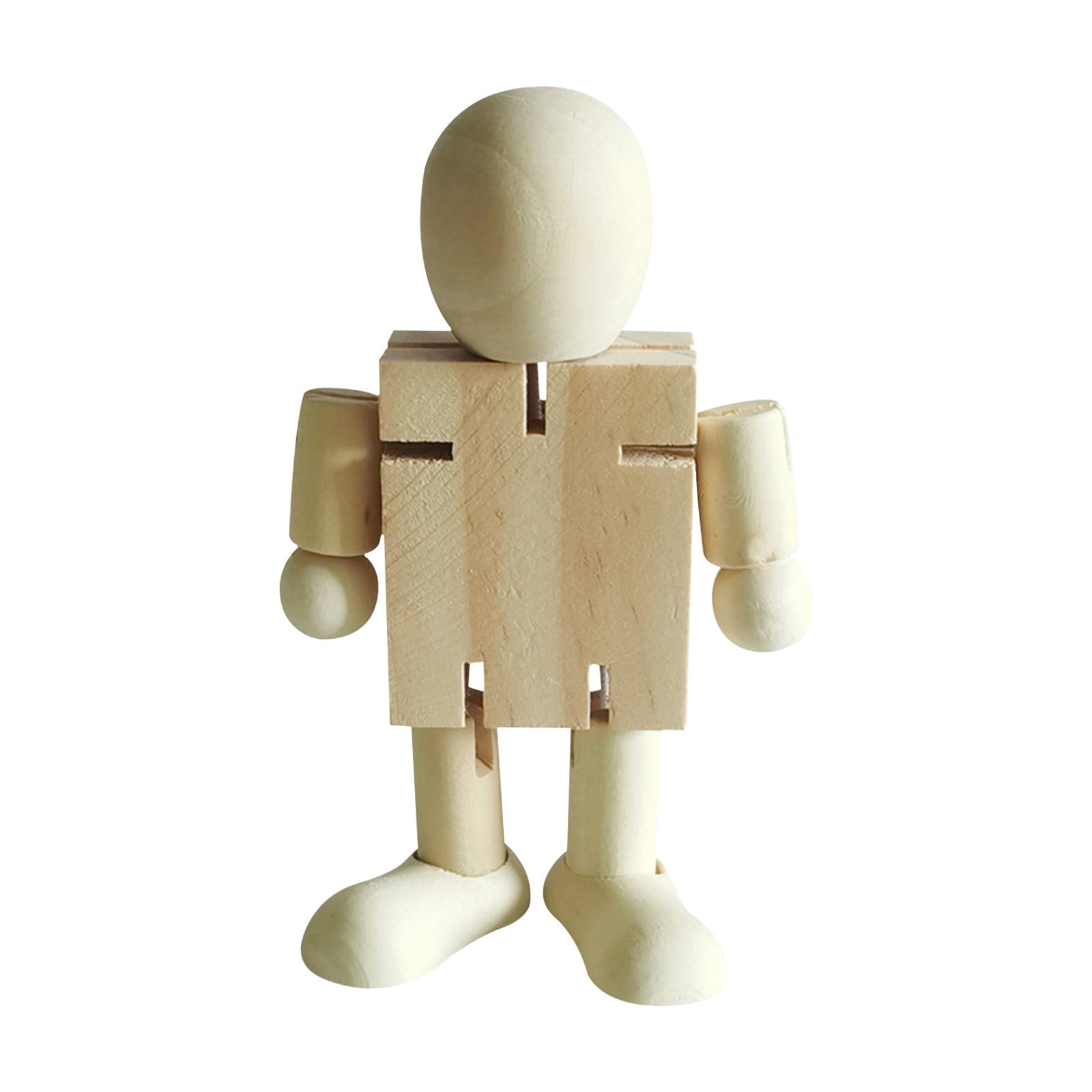 white Diy Wooden Robot Toy Unpainted White Embryo Craft Kit For Kids ...