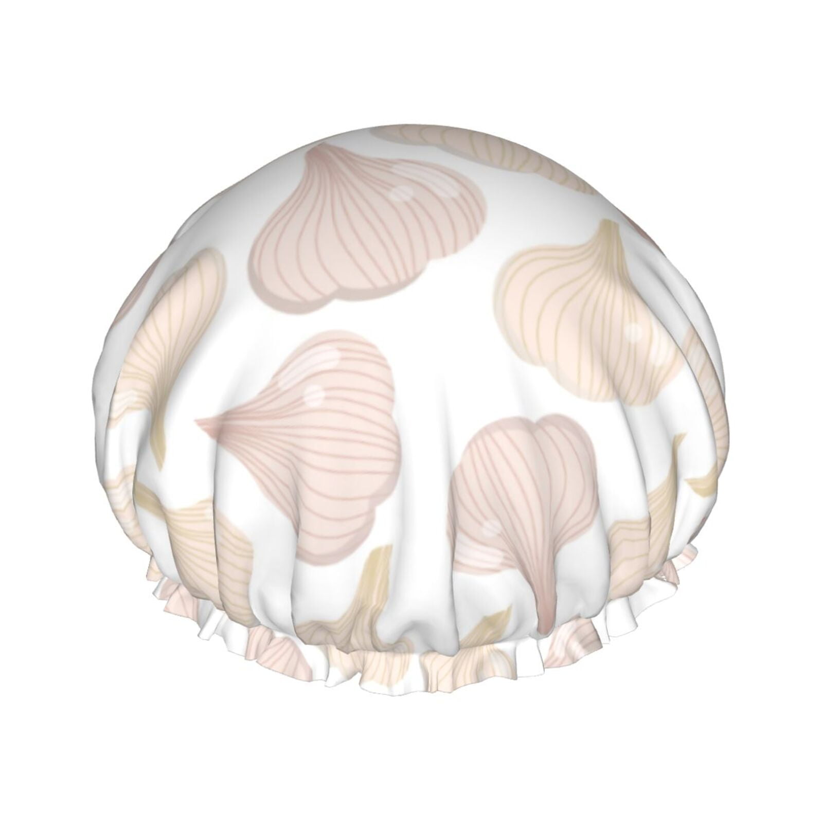 white Garlic Shower Cap, Reusable Bath Hair Hat for all Hair Lengths ...