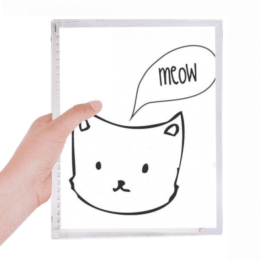 white cat head mewing animal notebook loose diary refillable journal ...