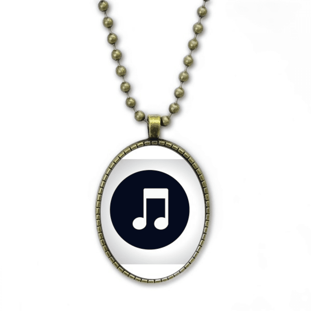white doubled-quaver music notes necklace vintage chain bead pendant ...
