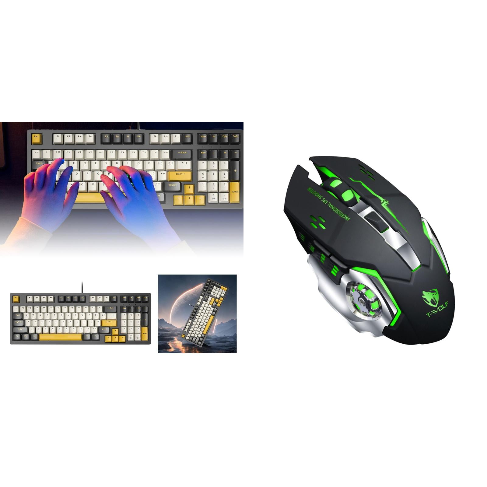 white gaming keyboard Keybinds Rapid Fire Button Light for Laptop/PC ...