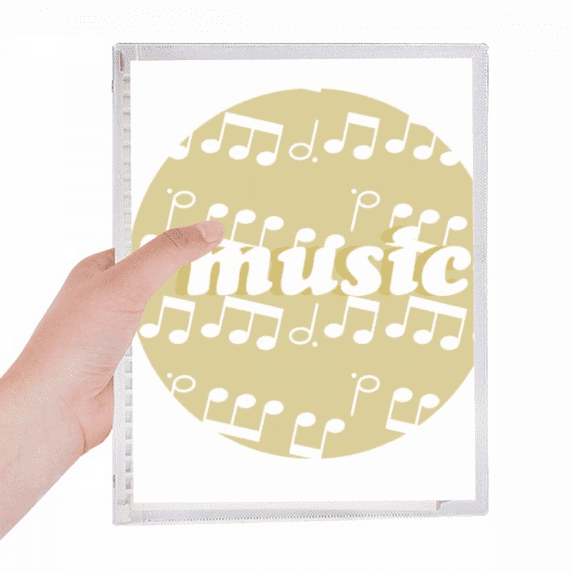 white music notes light yellow notebook loose diary refillable journal ...