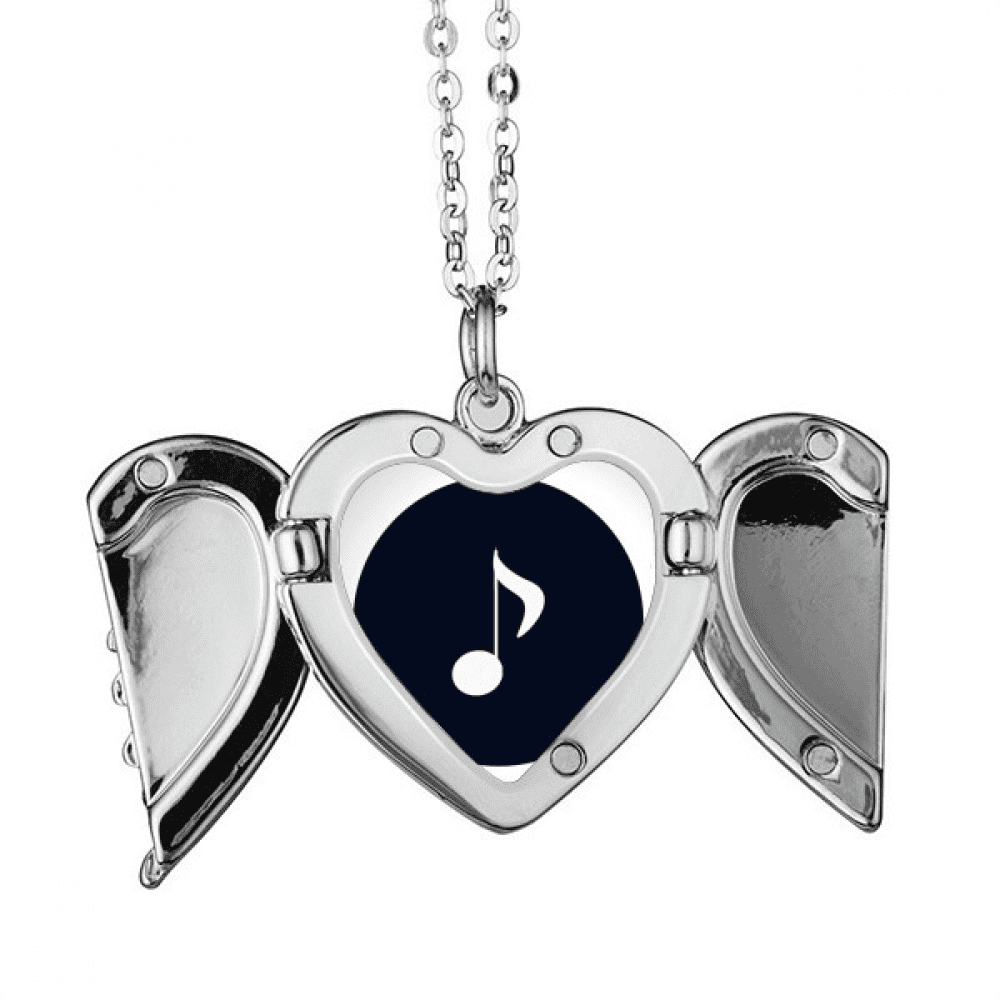 white music quaver notes black angel wings necklpendant fashion ...