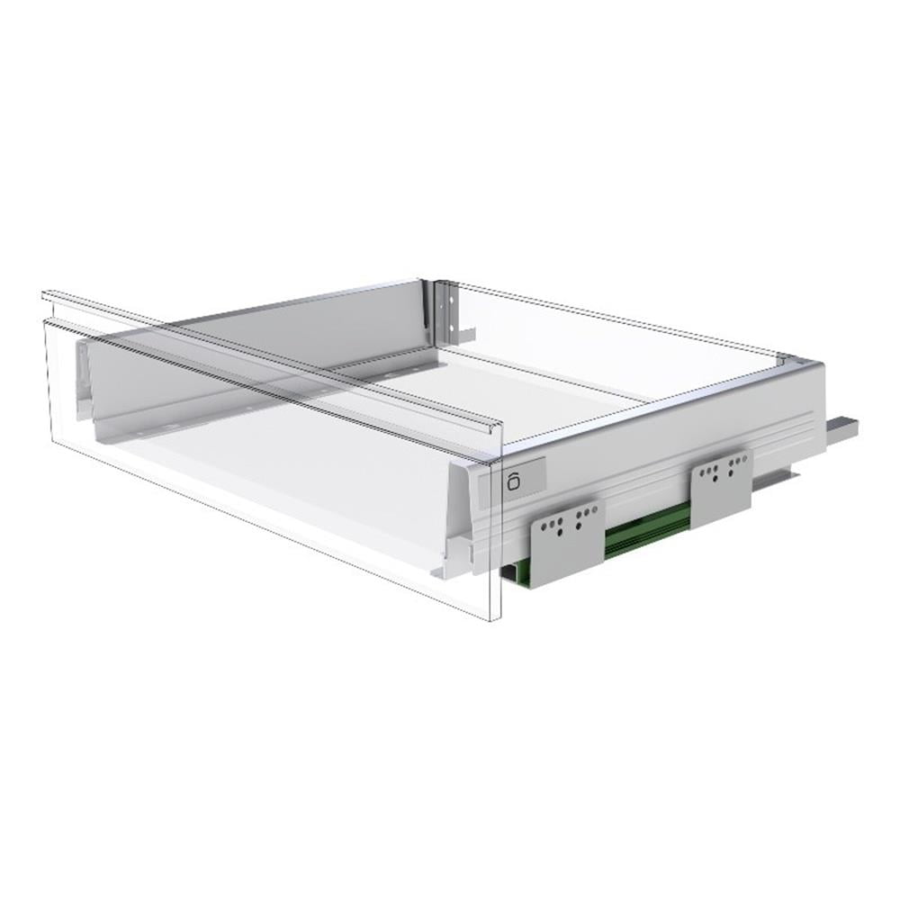 white stainless steel Metal Box Side Drawer Slide Soft Close 18" (Set ...