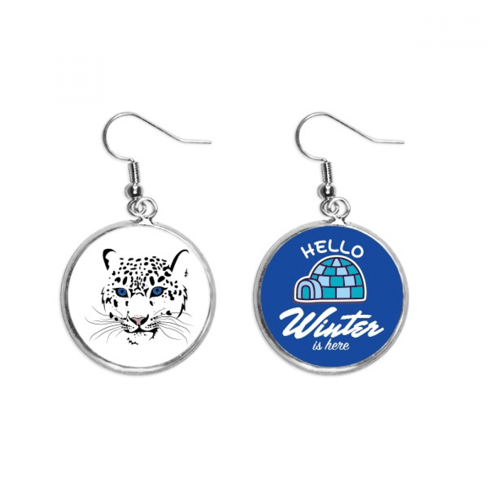 white tiger head animal art deco fashion dangle drop winter ice earring ...