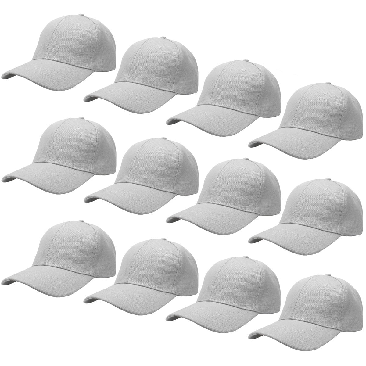 wholesale 12-pack baseball cap adjustable size plain blank solid color ...