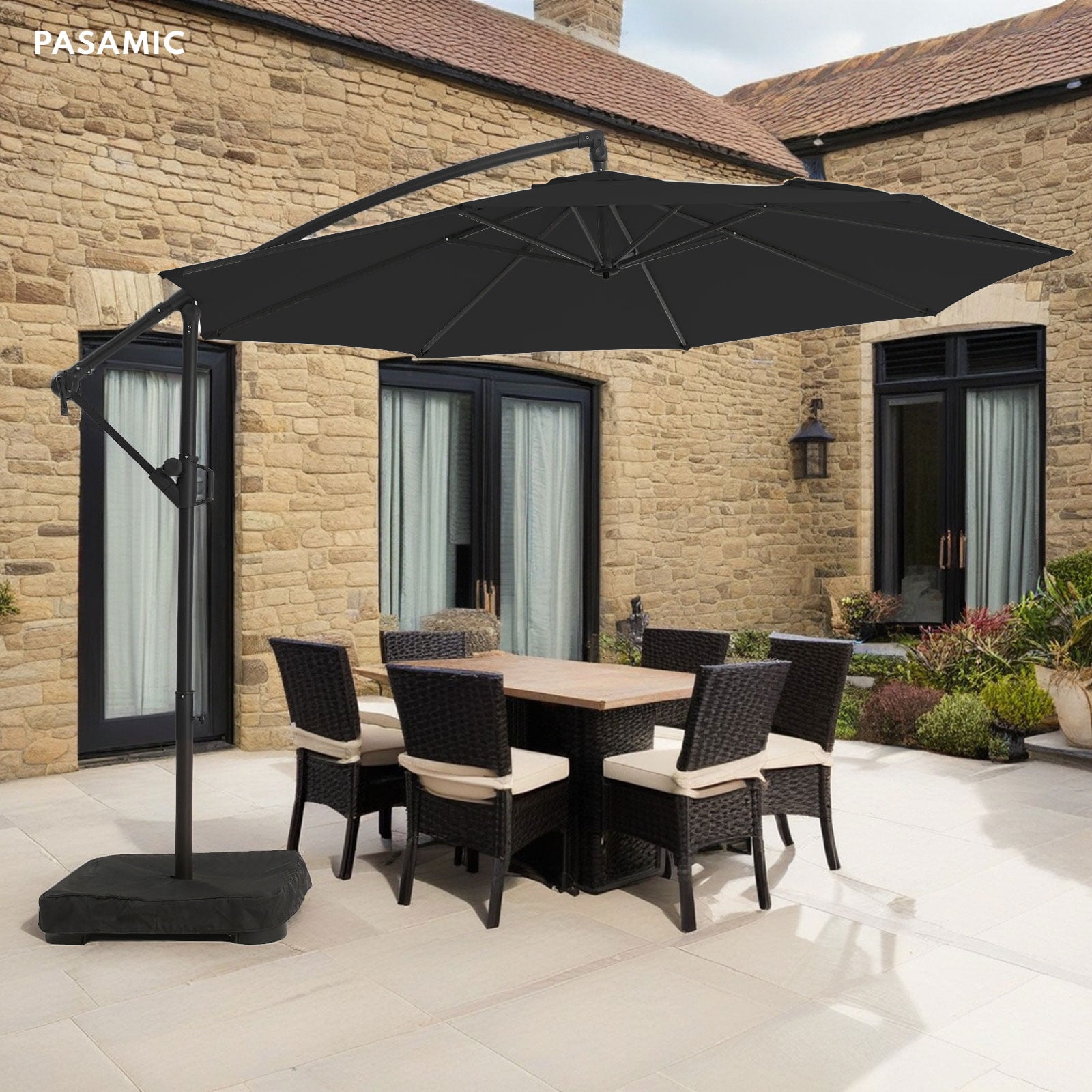wikiwiki 10ft Patio Umbrella with Base Included, Outdoor Offset ...