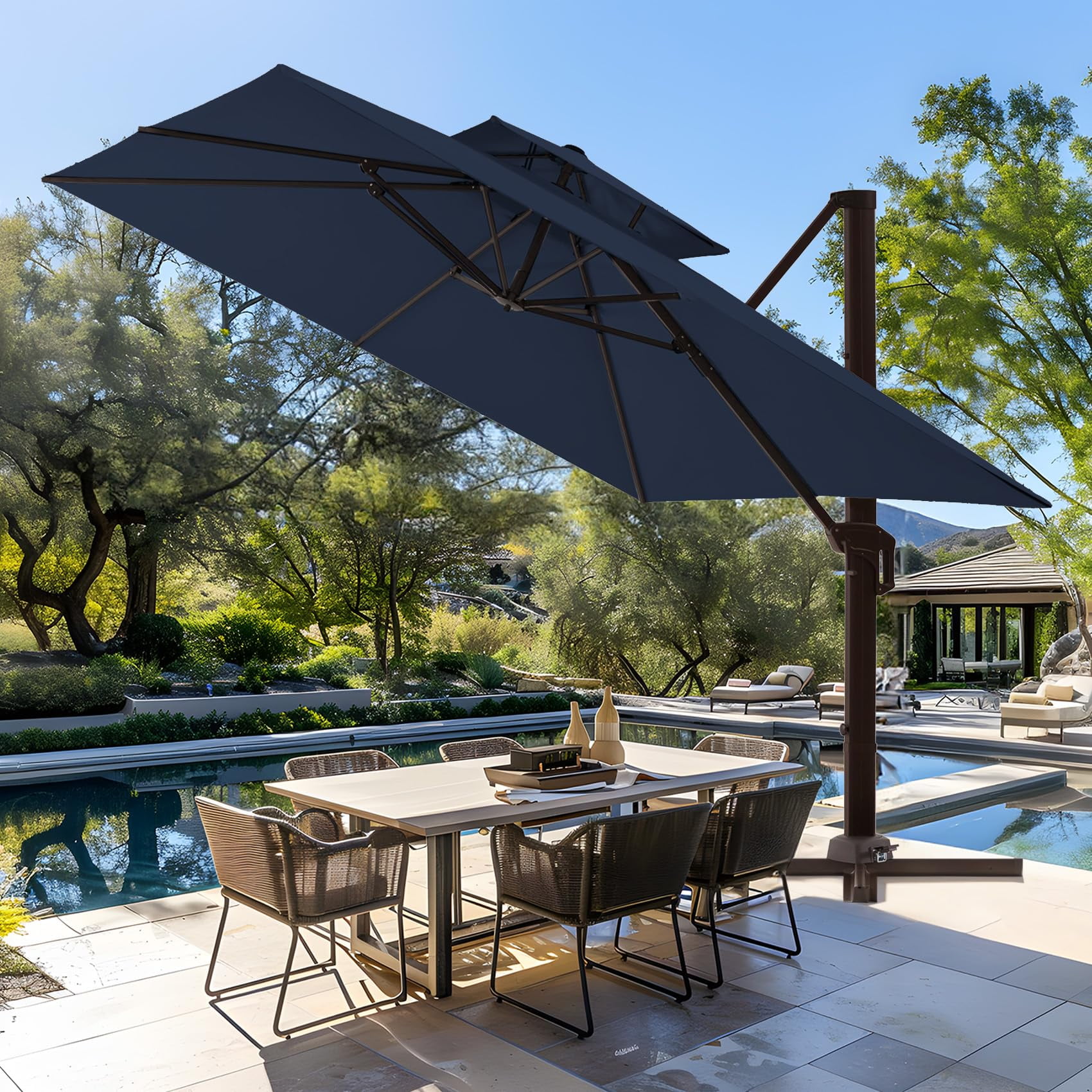 wikiwiki 10x10FT 2 Tiers Cantilever Patio Umbrella, Offset Umbrella ...