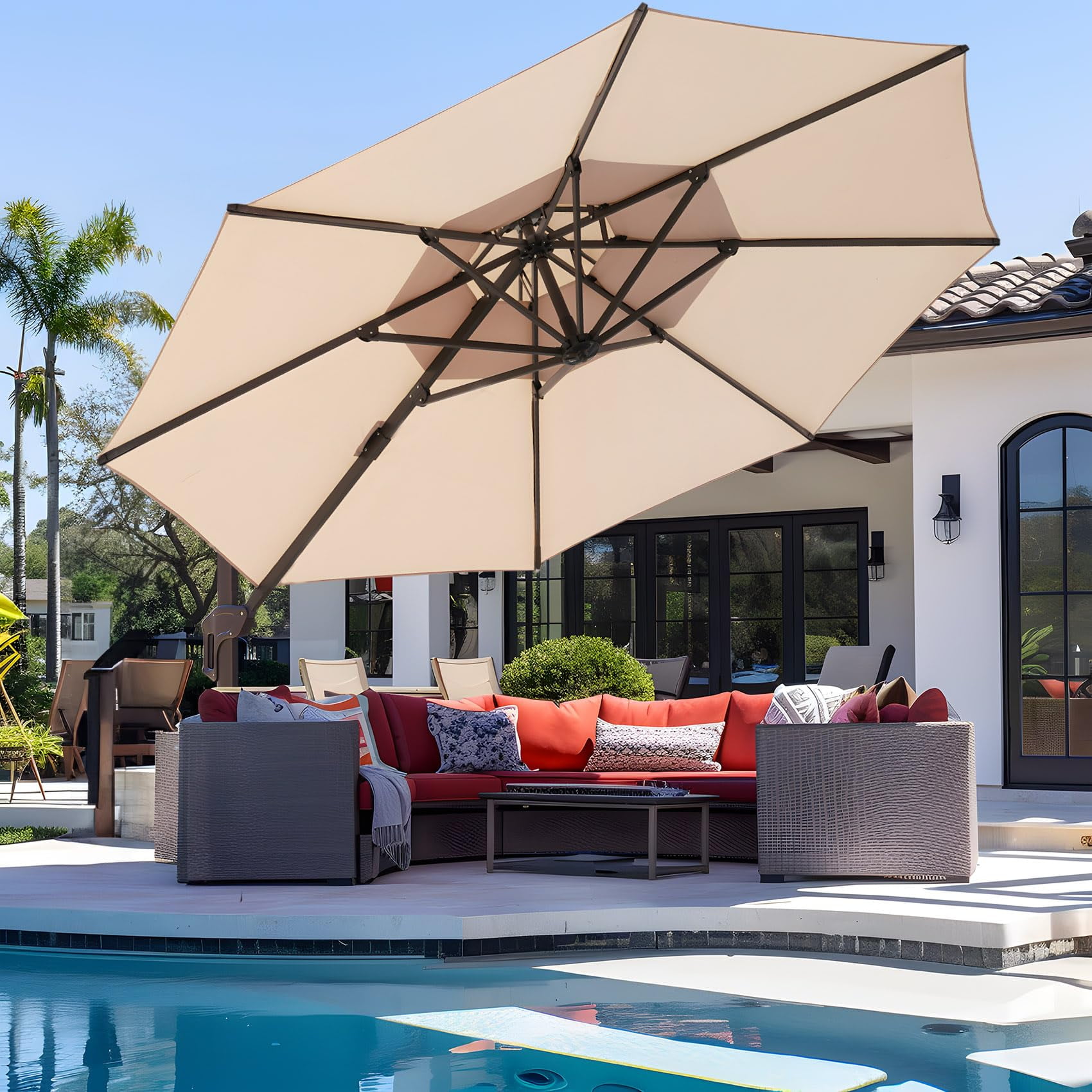 wikiwiki 12 FT 2 Tiers Cantilever Patio Umbrella, Offset Umbrella ...