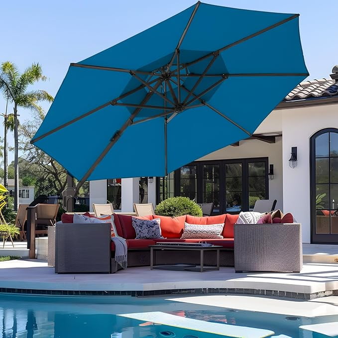 wikiwiki 12 FT 2 Tiers Cantilever Patio Umbrella, Offset Umbrella ...