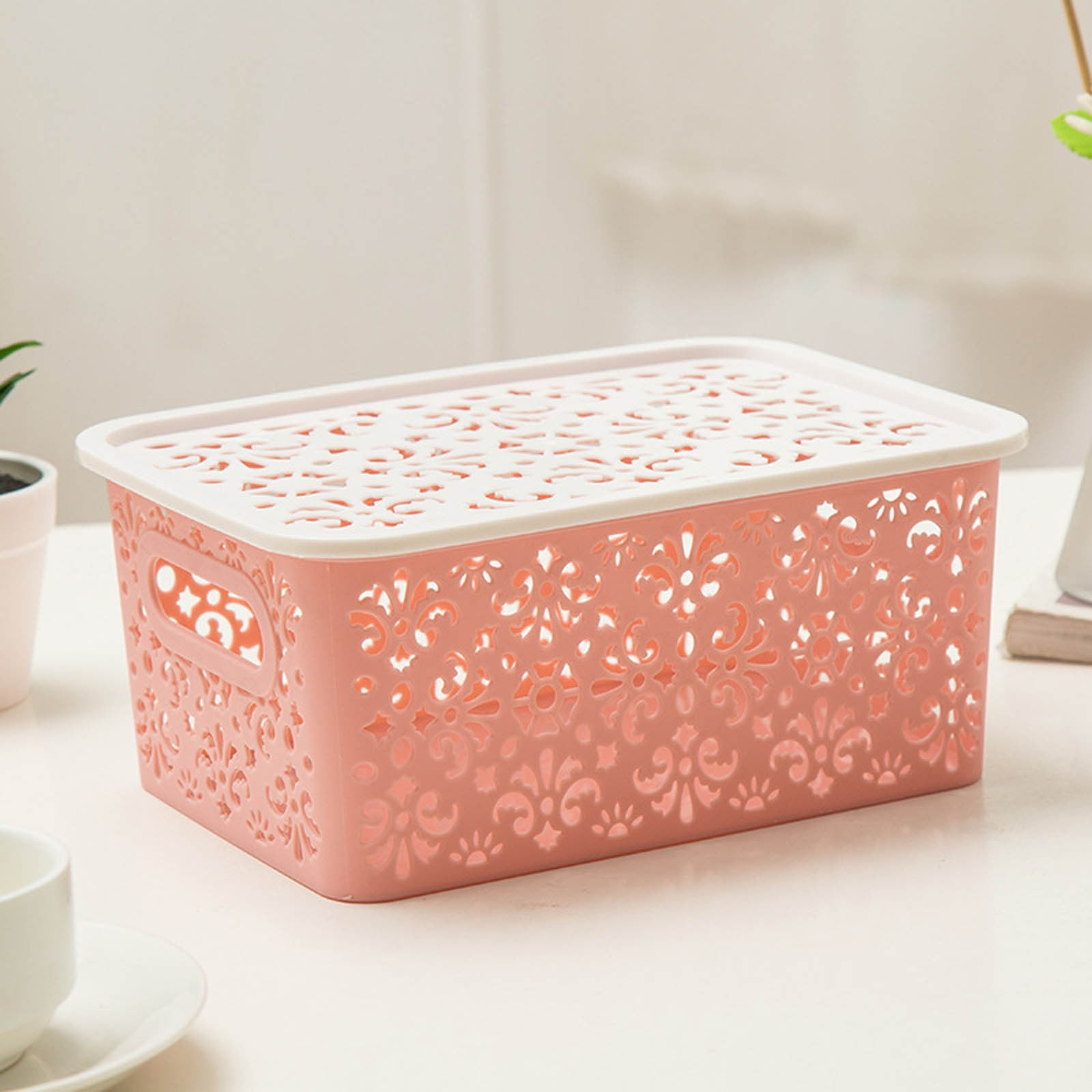 wileqep Baskets Stackable Plastic Storage Box Hollow Out Delicate Retro ...
