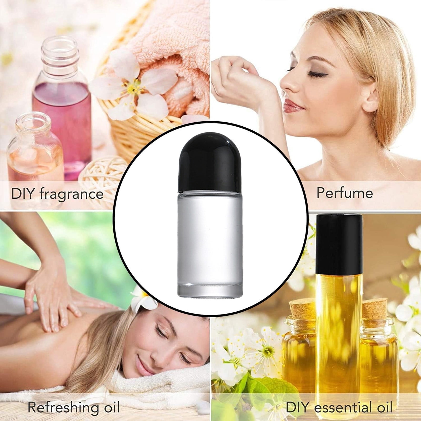 wileqep Glass Bottles With Lids Large Roller Transparent Glass Bottle ...