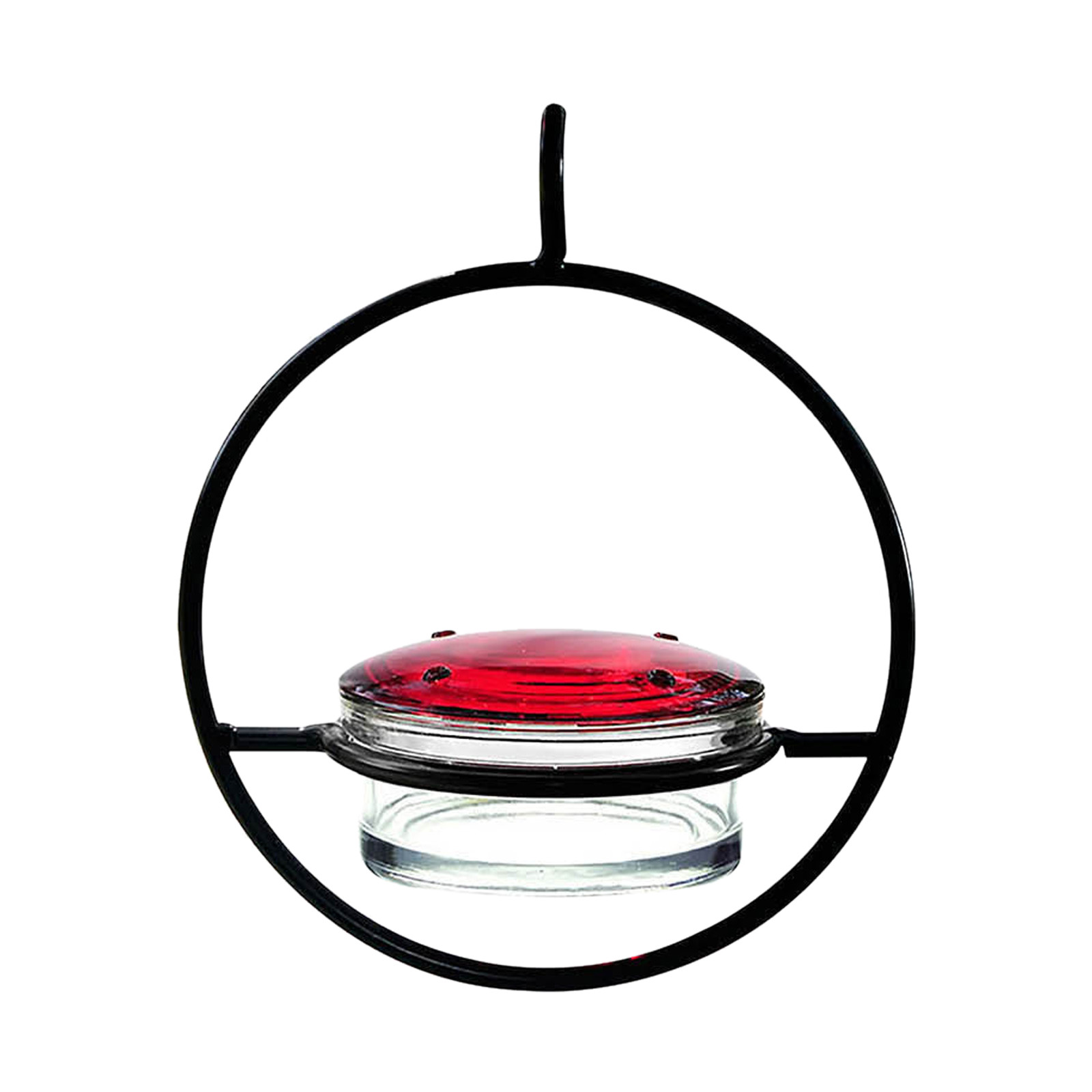 wileqep Hanging Hummingbird Feeder, Handcrafted Circular Hanging Hummingbird Feeder with Red ...