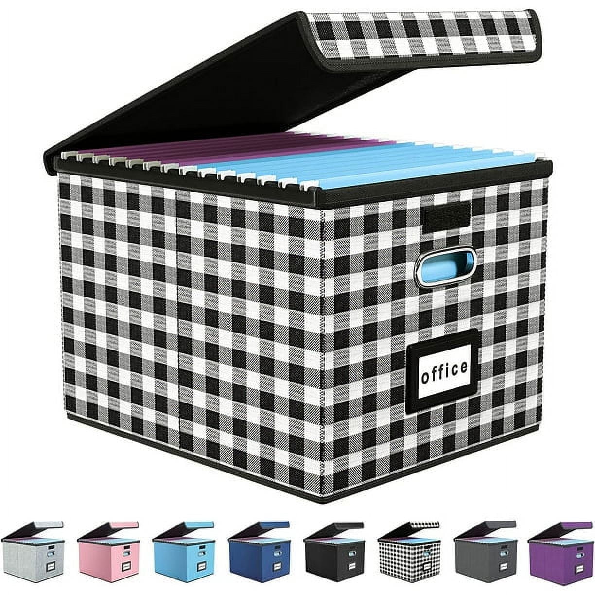 wileqep New Collapsible File Storage Organizer Box with Lid, Lattice ...