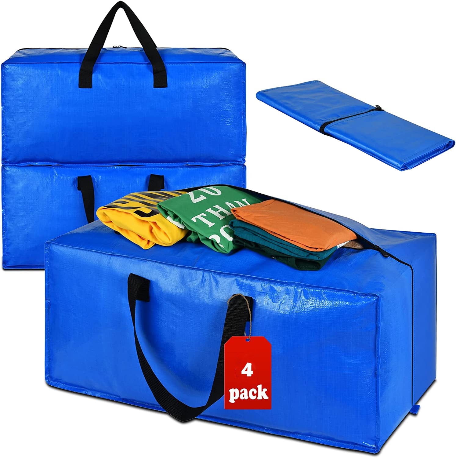 wileqep Storage Bins Blue Moving Bags, Large Moving Boxes with Zippers ...