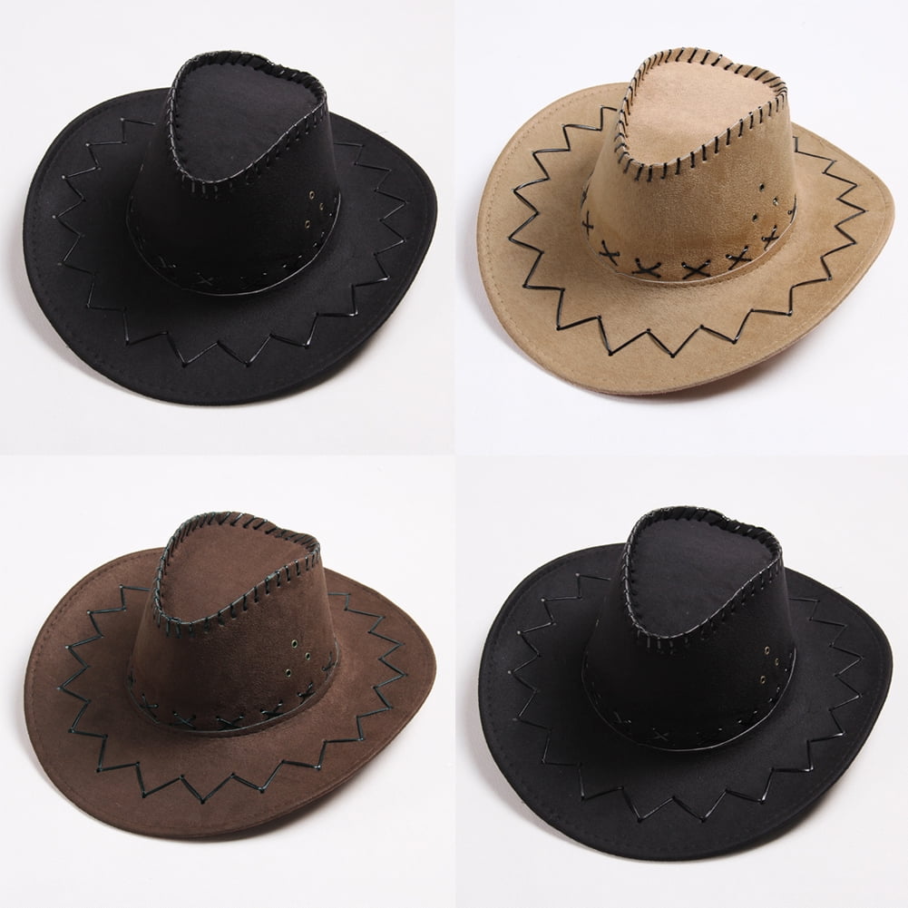 windfall Cowboy Cap Solid Color Wide Brim Hat Party Costume Accessory ...