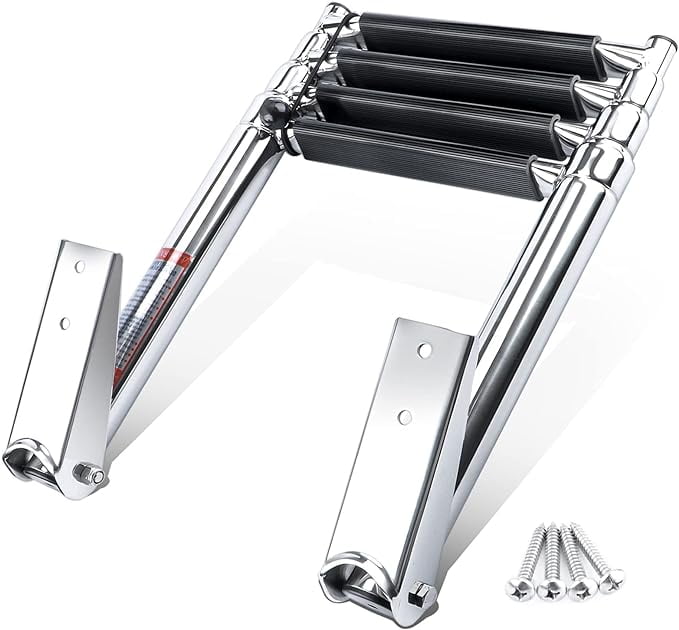 winibo Heavy Duty Boat Telescopic 4 Step Ladder,Stainless Steel Swim ...
