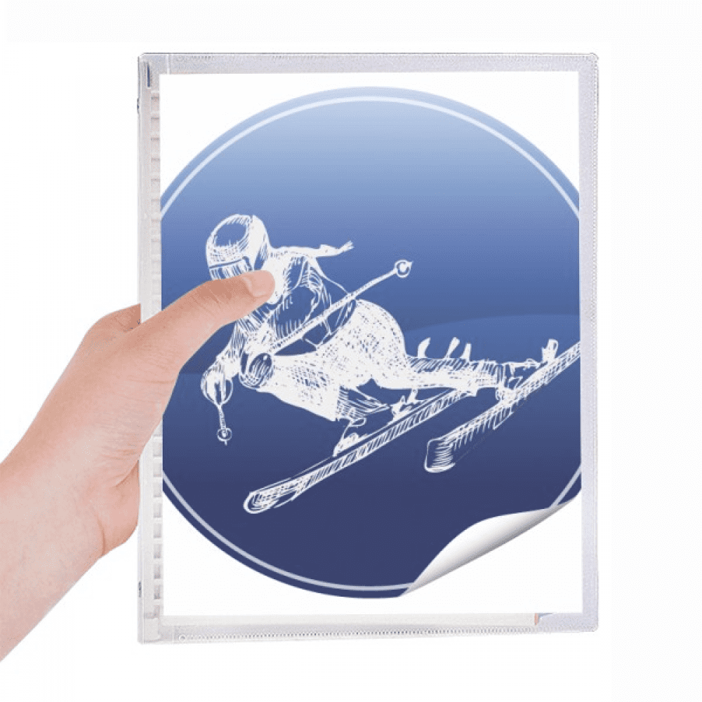 winter sport skiing retro pattern illustration notebook loose diary ...