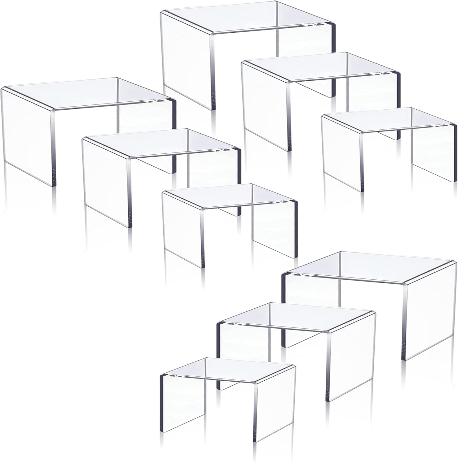 wintfarm Clear Acrylic Display Risers Set of 9, 3 Sizes, Cake Stands ...