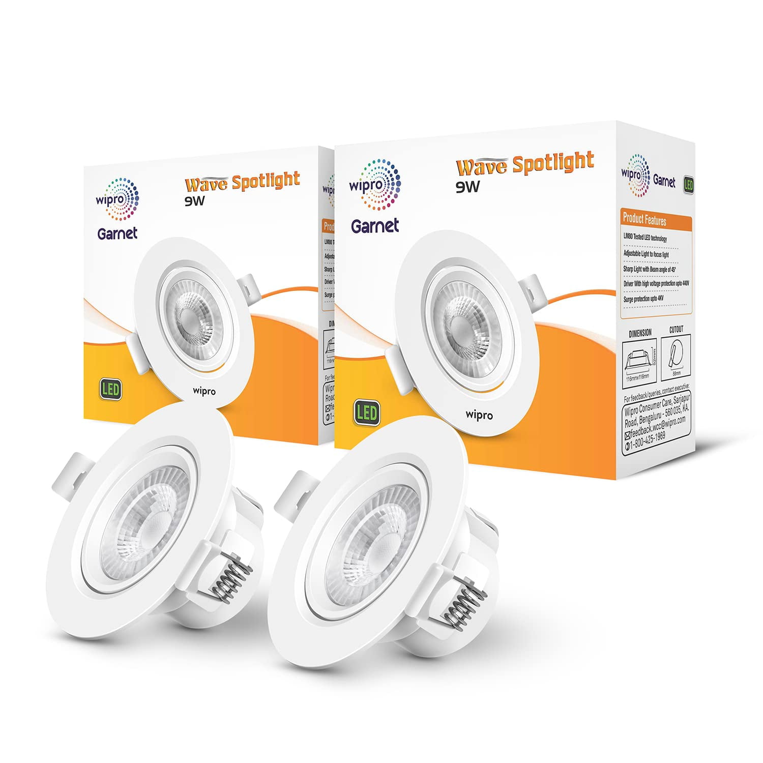 wipro Garnet 9W Round LED Wave SpotlightCob Spotlight for ...