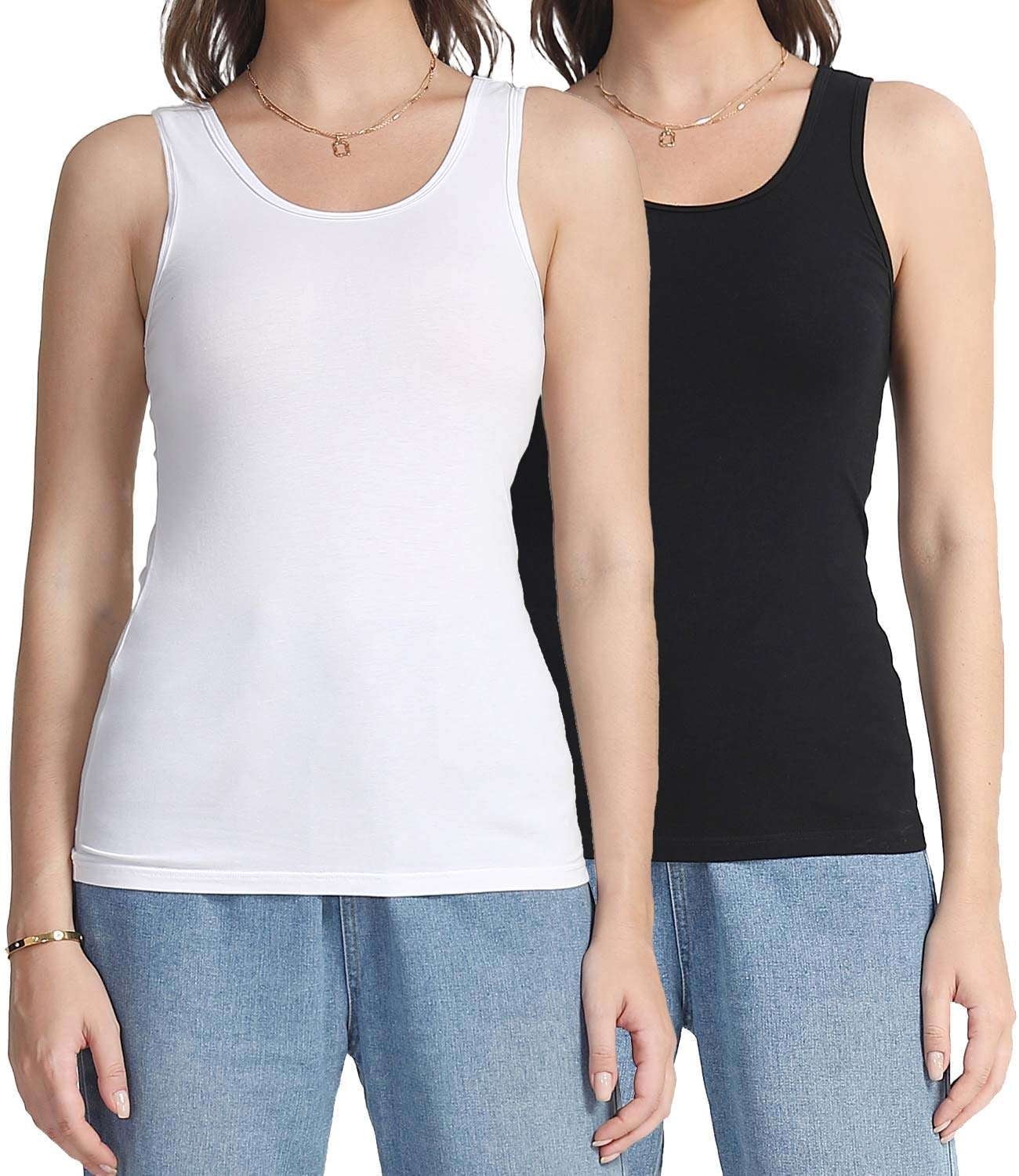 wirarpa Women's Tank Tops Cotton Undershirts Tanks Top Comfy Camis Base ...