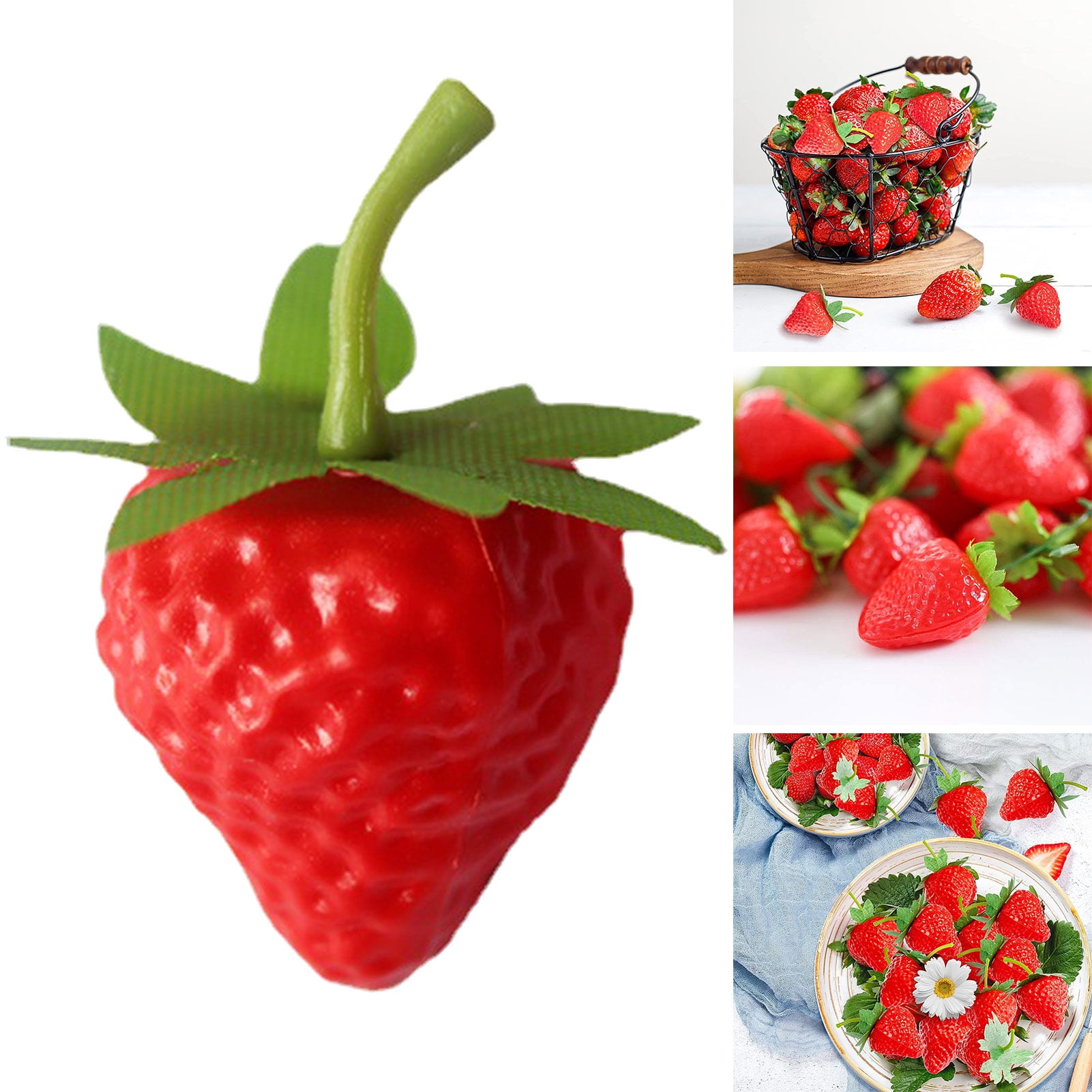 wirlsweal 10Pcs Simulated Strawberry Lifelike Home Decor Bright-colored ...