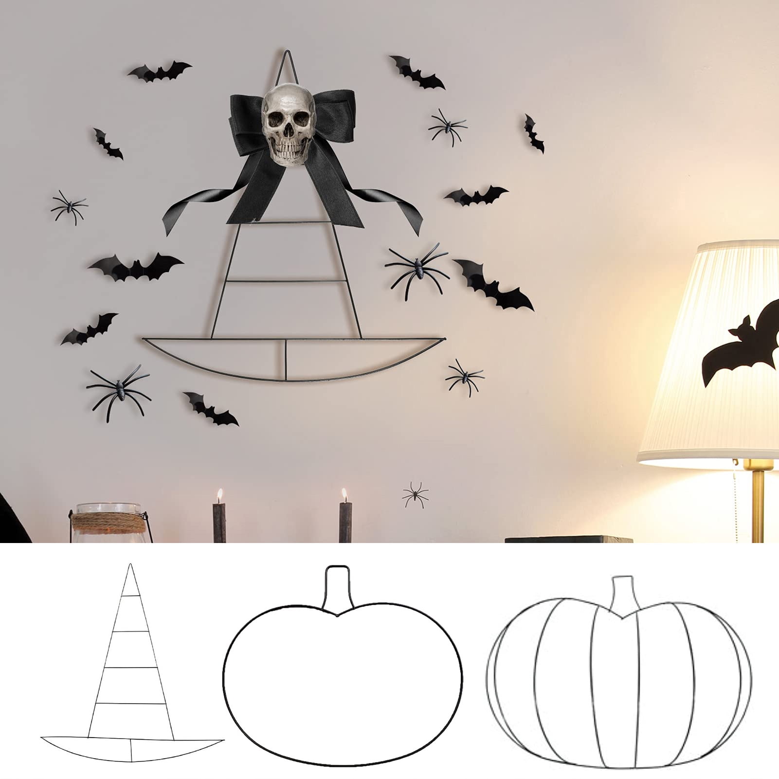 wirlsweal Autumn Pumpkin Wreath Frame DIY Hanging Wreath Form ...