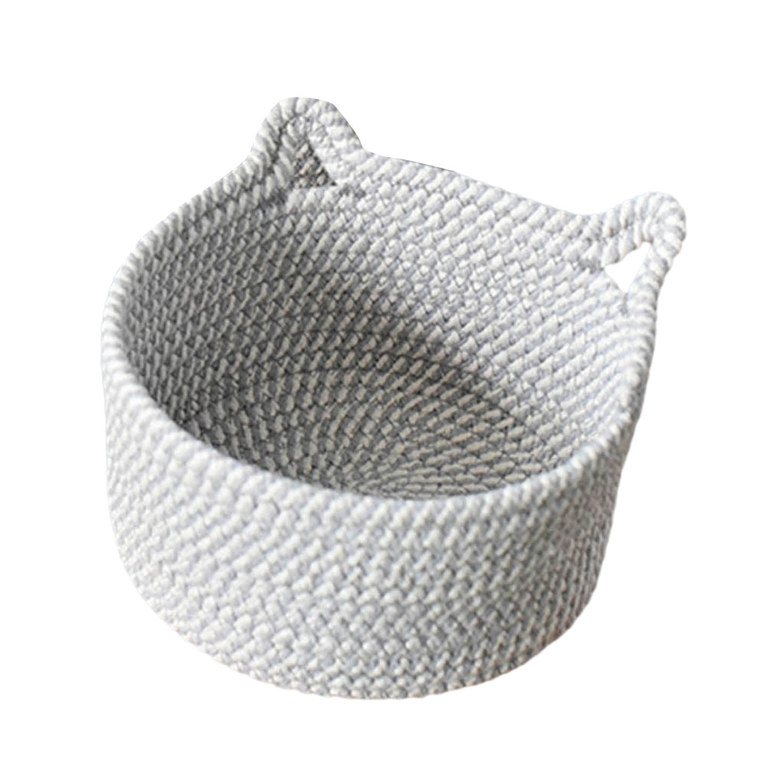 wirlsweal Cat-ear Design Basket Small Woven Cotton Rope Storage Basket ...
