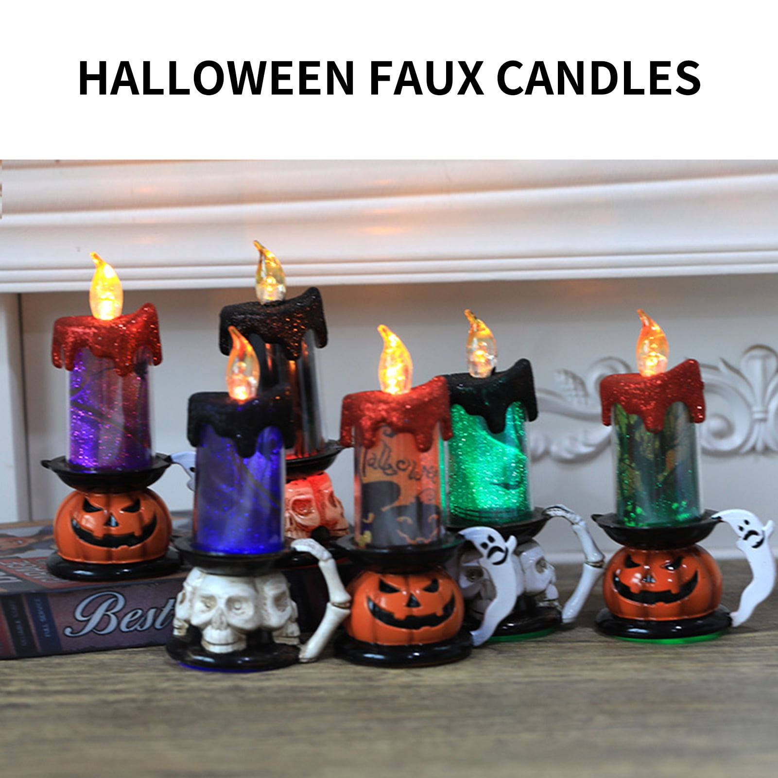 wirlsweal Halloween LED Candle Skull Decor Festival Energy Saving Warm ...