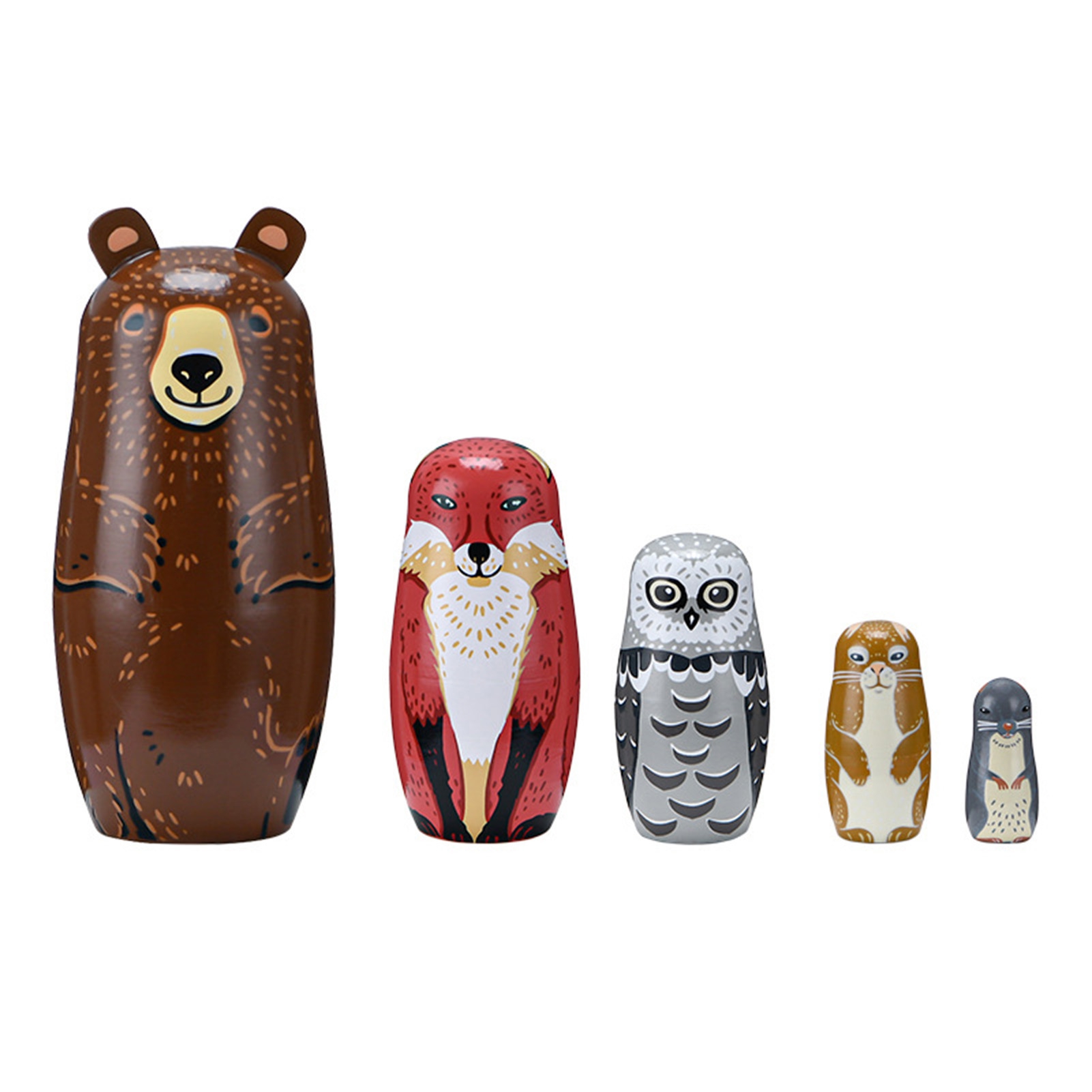 wirlsweal Matryoshka Wooden Nesting Set Handmade Color Drawing ...