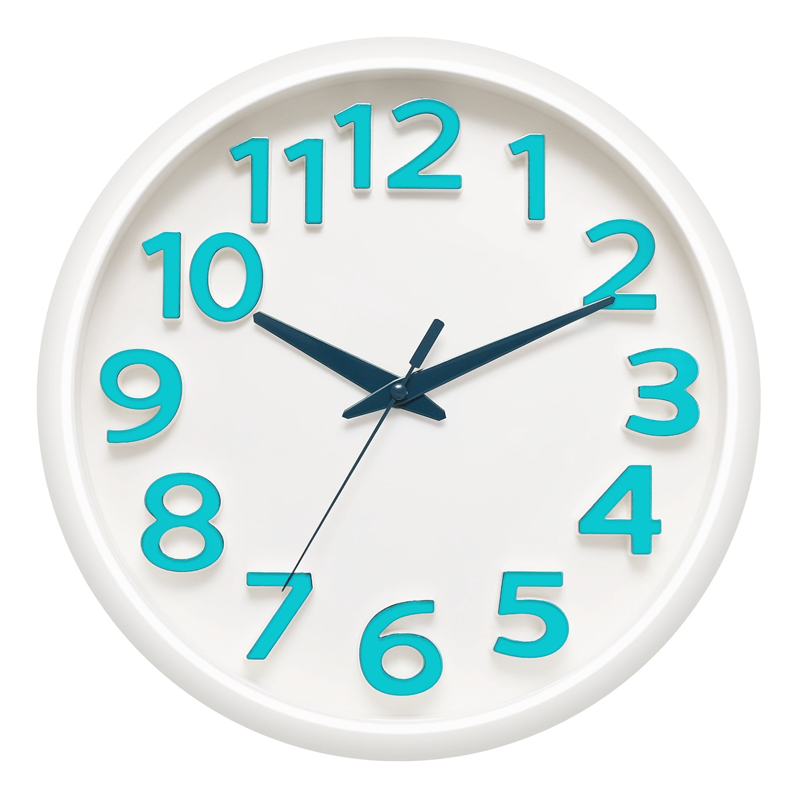 wirlsweal Number Wall Clock 12-inch Silent Wall Clock Round Dial ...