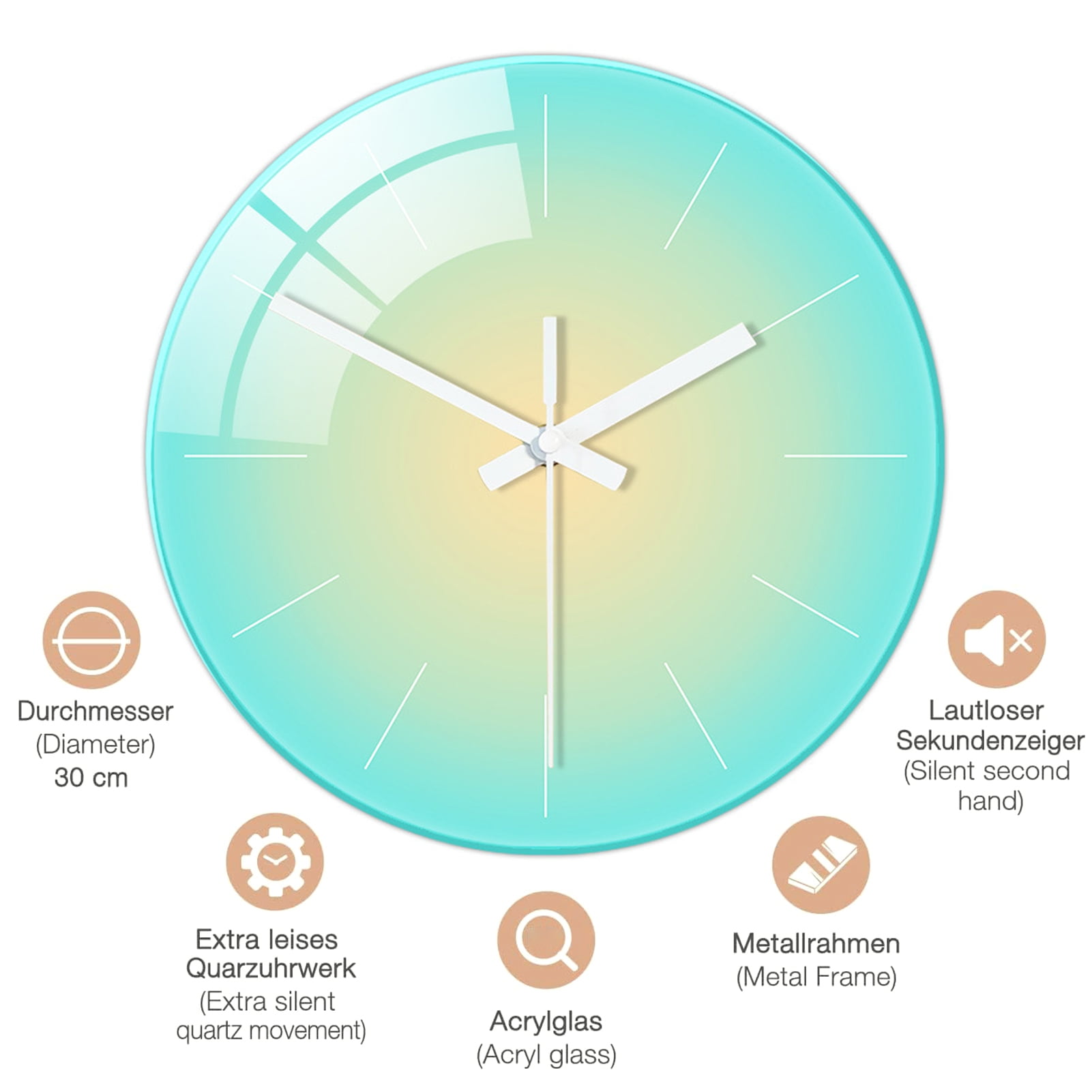 wirlsweal Radio Controlled Wall Clock Tempered Glass Wall Clock Wall ...