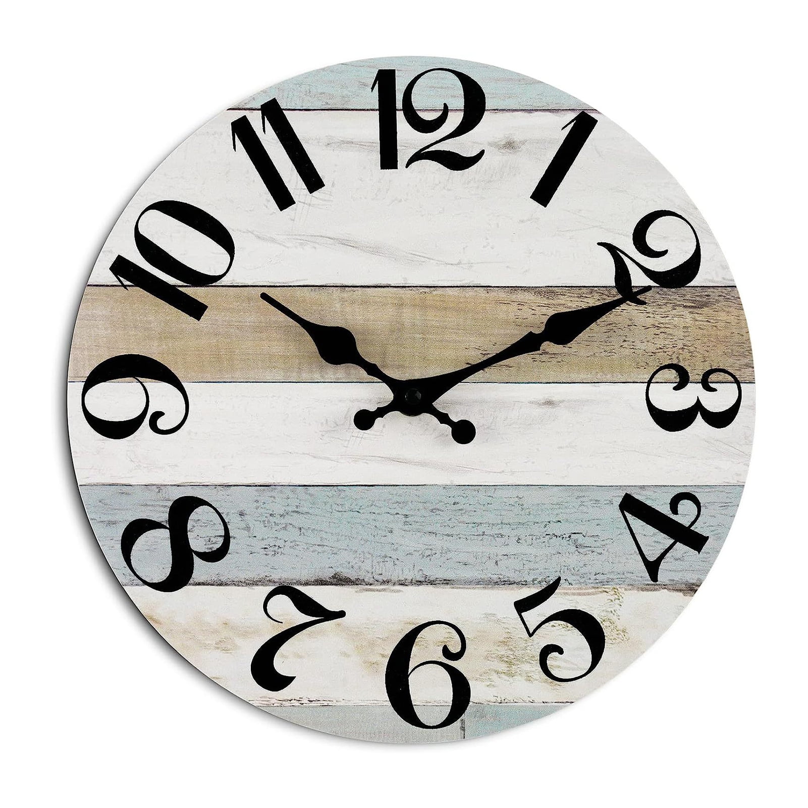 wirlsweal Retro Style Wall Clock 10-inch Round Wooden Wall Clock ...