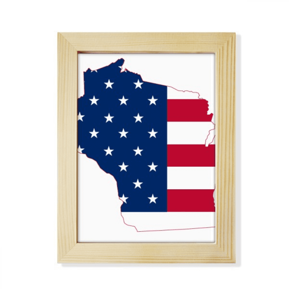 wisconsin amemap stars stripes flag shape desktop adorn photo frame ...