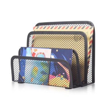 Mind Reader Stackable Metal Mesh, Desktop File Organizer, Black, 2 Pack ...