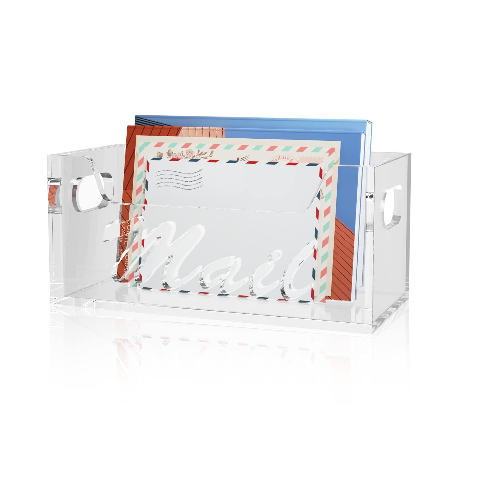 wishacc Transparent Acrylic Mail Holder Box, Decorative Bill & Letter ...