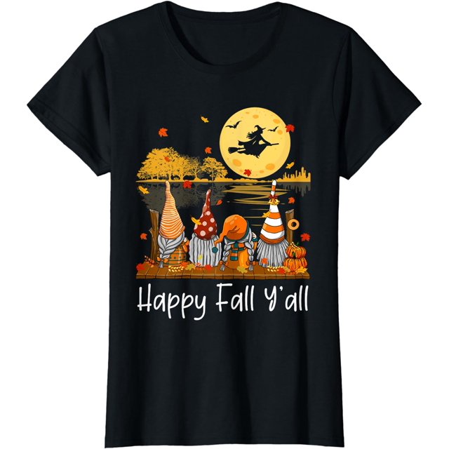 witches happy fall y'all Letter series new trendy logo printed black T ...