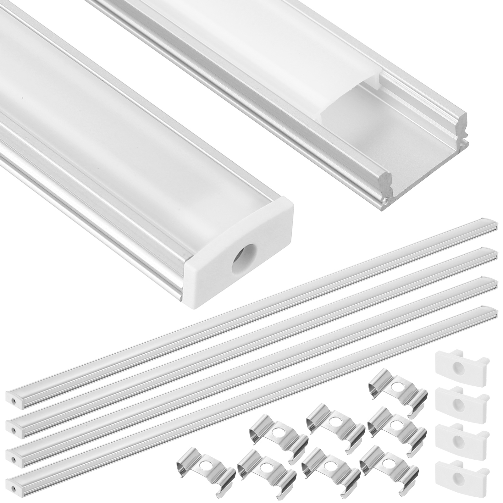 with Cover Lens, U Shape Silver Extrusion Profile House Diffuser Track ...