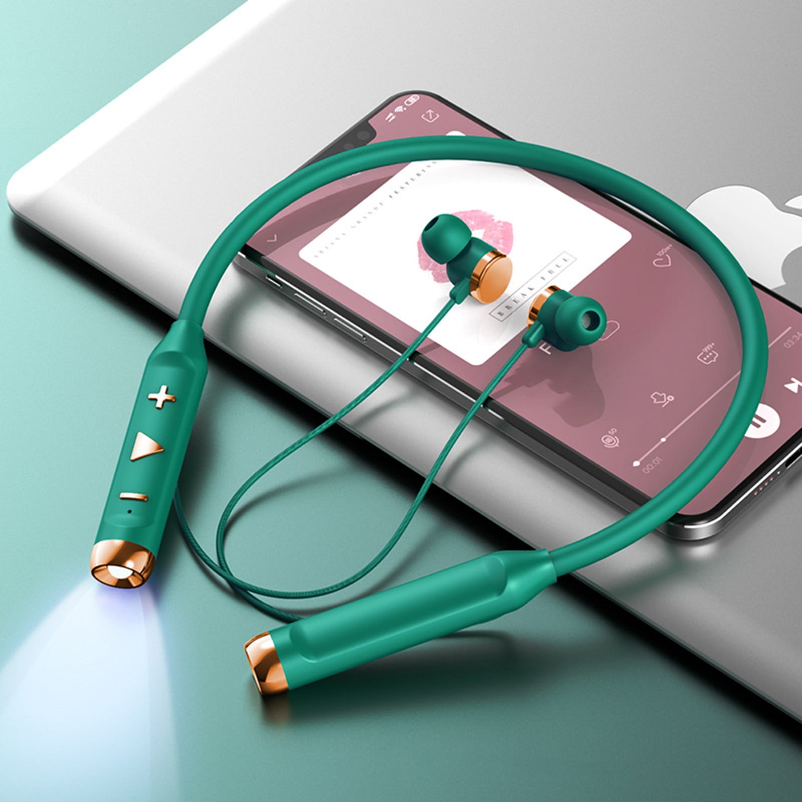 with Flashlight Wireless Neck Hanging Bluetooth Headset Gaming Sports ...