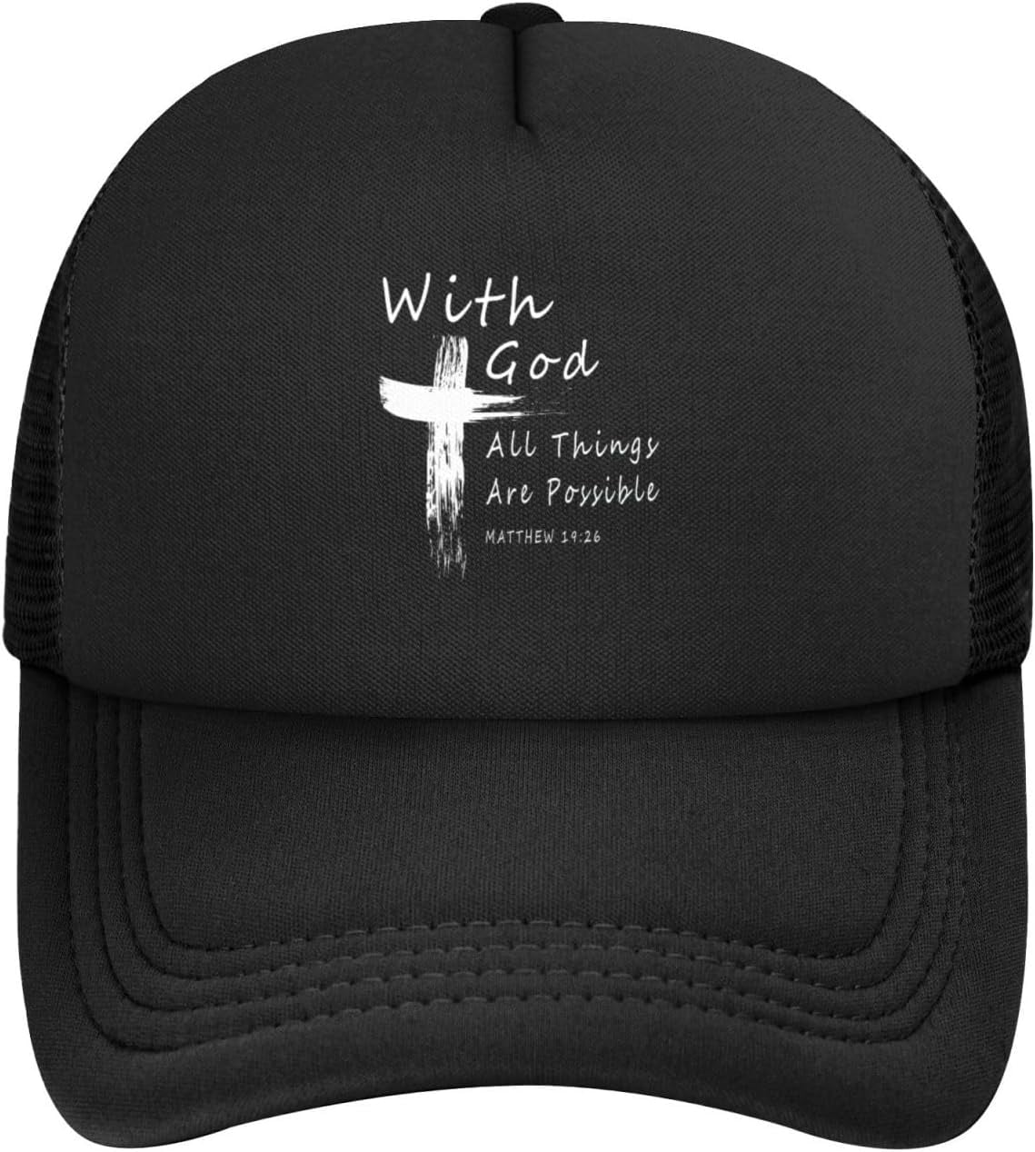 with God All Things are Possible Christian Faith Trucker Hat High Crown ...