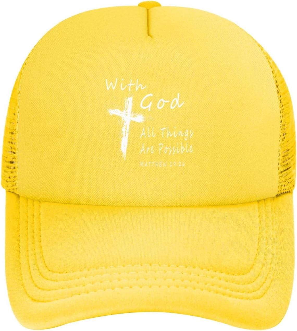 with God All Things are Possible Christian Faith Trucker Hat High Crown ...